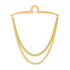 Danny shi Men's Silver Golden Tie Chain Set, Gift Boxed (Silver Golden)