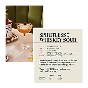 SPIRITLESS Kentucky 74 | Non-Alcoholic Bourbon Whiskey Spirit | Fully Distilled & Award-Winning Mocktail & Cocktail Ingredient | For Halfsies or Fully Spiritless | Non-GMO & Vegan | 700 ml Bottle