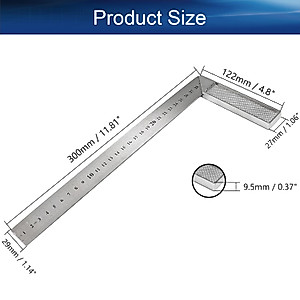 Auniwaig 300mm Stainless Steel Metric Framing L Square Right 90 Degree Angle Ruler Thicken Try Square Ruler Tools for Carpenter Engineer