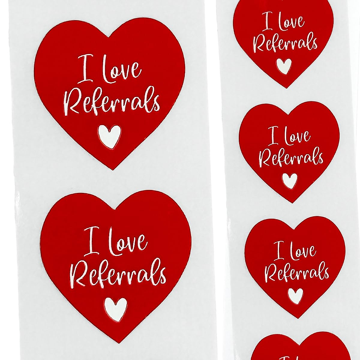 Heart Shaped I Love Referrals Stickers - Great Real Estate Agents and Sales Supplies (Large Heart, I Love Referrals - Red)