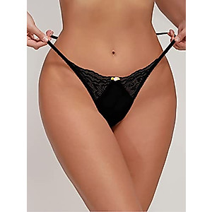 Milumia Women Lace Sexy Panties Underwear G-String Thongs Cheeky Lingerie Bikini Brief Black Small