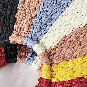 YYW Women Straw Bag,Colorful Hand-woven Rattan Tote Clutch Handle Bag Retro Summer Beach Tote Bags Wicker Bags