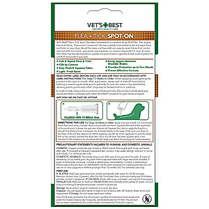 Vet's Best Topical Flea & Tick Treatment for Dogs 16-40lbs, 4 Month Supply