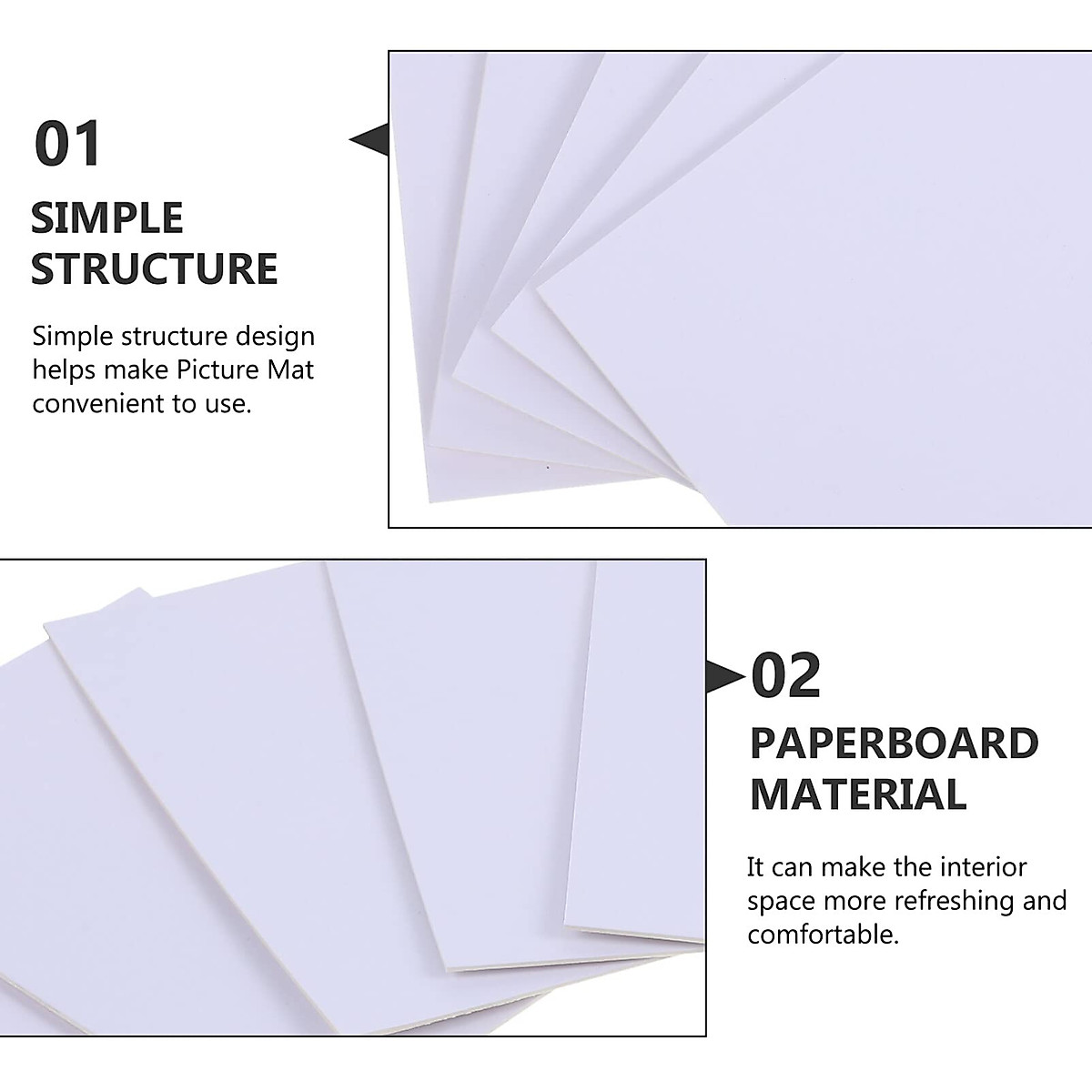 EXCEART 20Pcs Photo Frame Paper pre-Cut Frame mat Photo Frame Matte core Bevel Cut Mattes Backing Board matboard Uncut Photo mats Photo Board mat Photo pad White Suite Nonporous