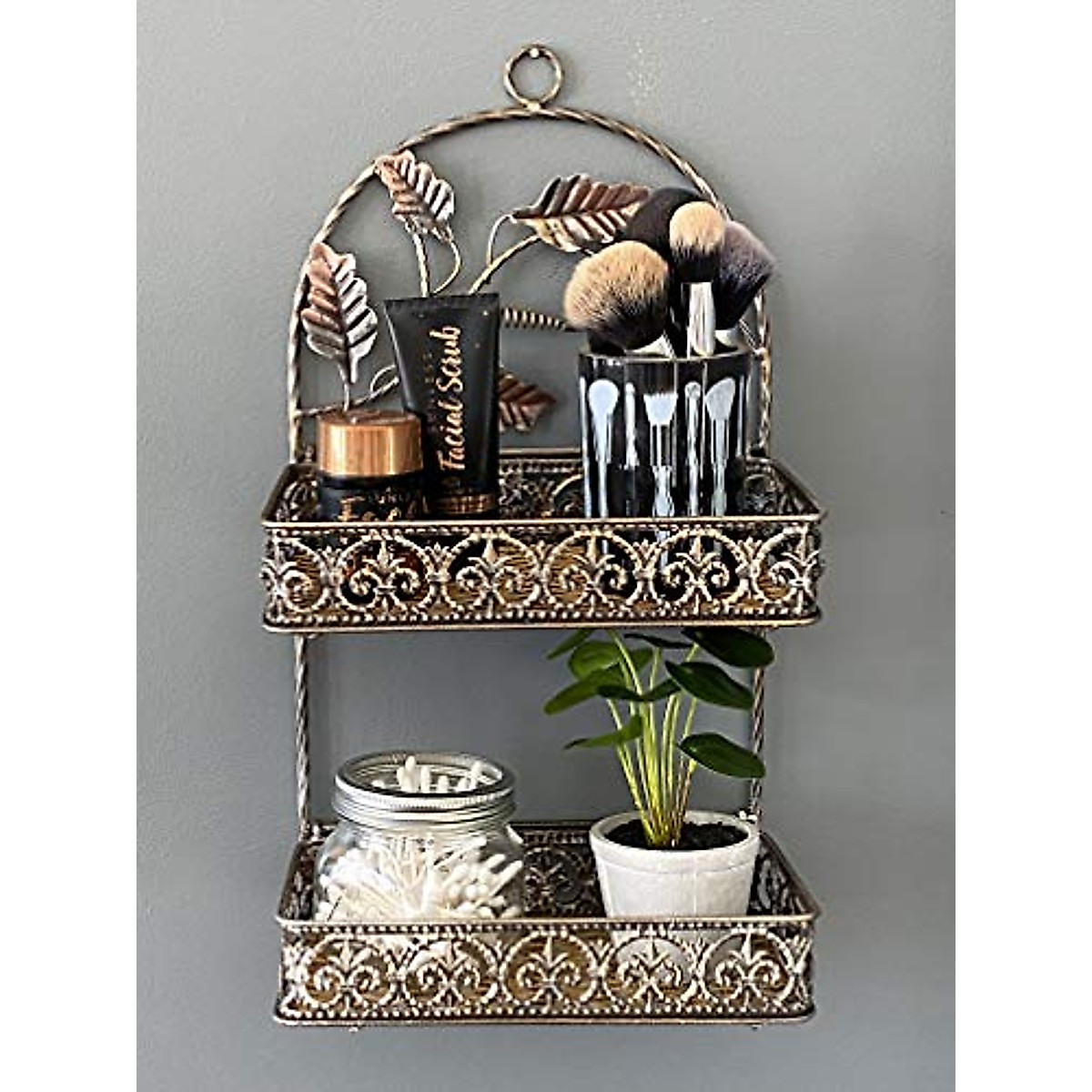 NaturesGardenCards.com Wall-Hanging Two Tier Iron Basket Display