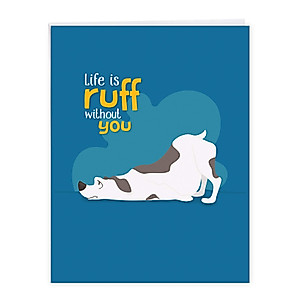 The Best Card Company Big Miss You Greeting Card 8.5 x 11 Inch with Envelope (1 Pack) Jumbo Thinking of You, Just Because Ruff Without You J6586CMYG