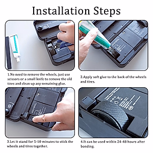 ilovelife Replacement Braava Wheels Tires Parts Kit - 2 Caster Wheels 2 Wheel Tires for iRobot Braava 380 380t 320 Mint 4200 5200C Mopping Robot Accessories