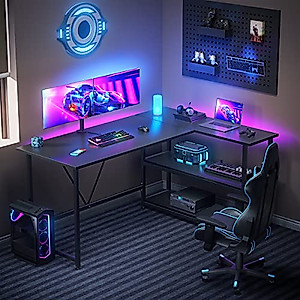 GreenForest Small L Shaped Desk 51x35.4 inch Reversible Corner Gaming Computer Desk and Wooden File Cabinet 2 Drawer Lateral Filing Cabinet with Lock
