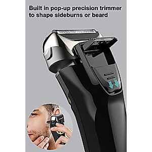 Men's Foil Electric Shavers, Electric Razor for Men Cordless USB-C Rechargeable Shaver with Pop-up Trimmer, Waterproof Wet and Dry Foil Razor with Travel Pouch LED Display for Face Beard Style