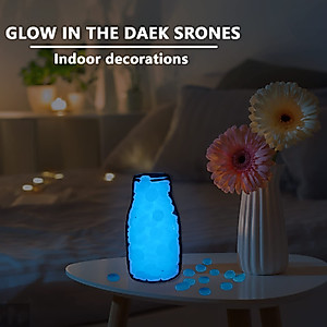 Glow in The Dark Rocks Outdoor Decorative Stones (1000 PCS White Glows Blue) Small Luminous Pebbles for Garden Walkway Fish Tank Aquarium Planter Vase Filler