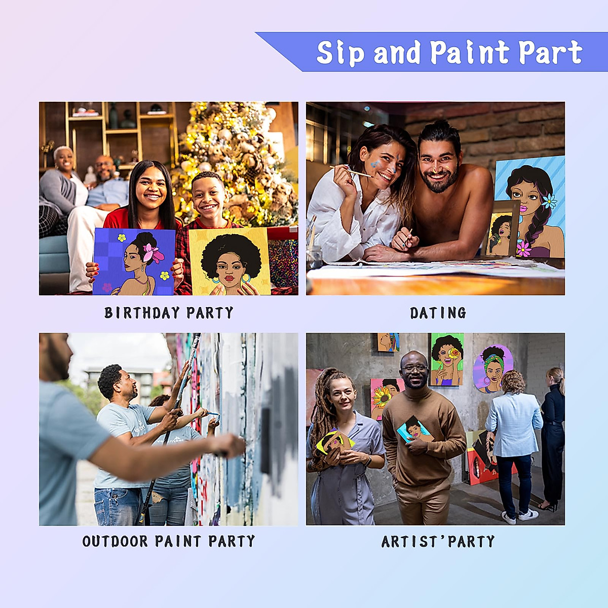 Pre Drawn for Painting for Adults - Ynedin10 Pack 8 * 10 Sip and Paint Canvas, Pre Drawn Canvas for Painting Adults Outdoor Parties Gifts, Sip and Paint kit for Adult's Date Night