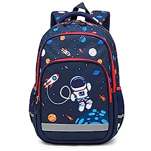 Moonmo Boys backpack kids Backpack for Preschool Elementary, Large Capacity with Multiple Compartments Lightweight School Bag (Blue Space 2)