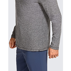 CRZ YOGA Men's Lightweight Long Sleeve T-Shirts Slim Fit Crew Neck Quick Dry Soft Athletic Workout Tee Tops Platinum Heather X-Large