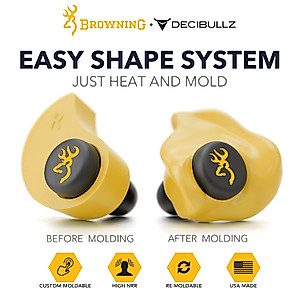 Browning Hearing Protection for Shooting by Decibullz Custom-Molded Earplugs, 31-Decibel Noise Reduction Rating (NRR), Includes Lanyard and Travel Case