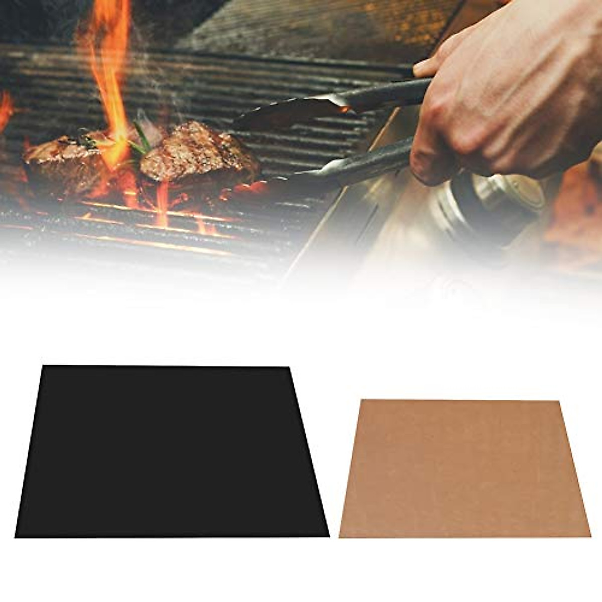 RvSky Garden Supplies 2Pcs/Set Household Reusable Non‑Stick Barbecue Grill Mat Pad Kitchen Cooking BBQ Tools