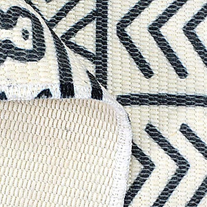 Lacomfy Boho Runner Rug Set 2PC Bathroom Rugs and Mats Black and White Moroccan Floor Mat Throw Rug for Bedroom Living Room Kitchen Laundry Room Farmhouse Decor, Cotton Bohemia Rug with Tassels