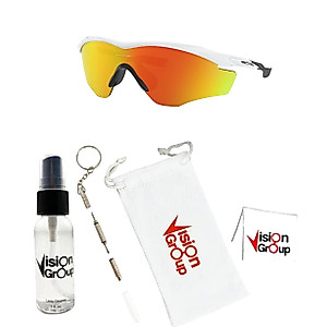 Oakley OO9343 M2 Frame XL Sunglasses + Vision Group Accessories Bundle (Polished White/Fire Iridium (934305))