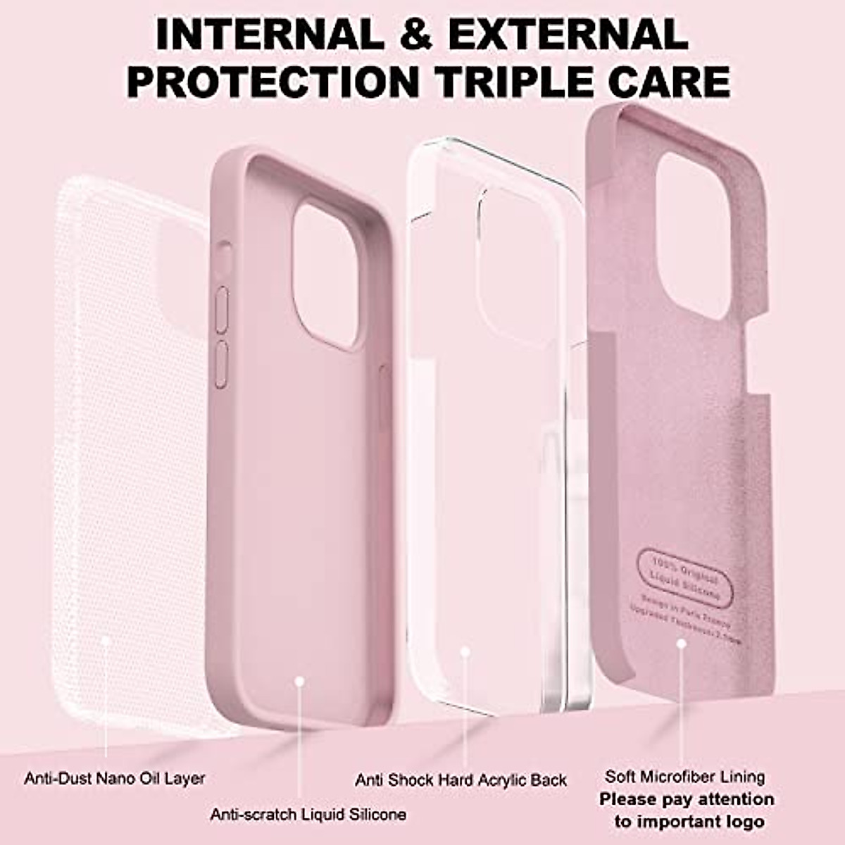 LOVE 3000 Designed for iPhone 13 Pro Max Case, Silicone-Shockproof-Protective Phone Case for iPhone 13 Pro Max 6.7 inch, Pink Sand