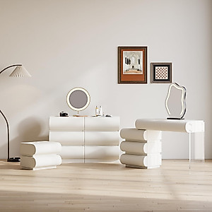 homary Smart Nightstand Modern White Leather Nightstands with Wireless Charger Bedside Table with 2 Drawers for Bedrooms Living Rooms Offices