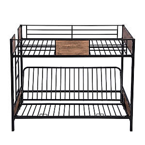 Harper & Bright Designs Twin Over Futon Bunk Bed, Metal Bunk Bed Convertible Couch and Bed, Twin Over Full/Futon Bunk Bed Frame for Kids Teens Adults Dorm, No Box Spring Needed (Black)