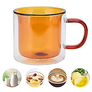 Coffee Mug 250ml Borosilicate Glass Material DoubleLayer Mug HandMade Glass Cups For Milk Coffee Home(yellow) Coffee