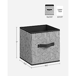 SONGMICS Storage Cubes, Set of 6 Non-Woven Fabric Storage Bins, Cube Drawers for Shelves and Closet Storage, Foldable, for Clothes Toys, Gray with Zigzag Pattern UROB016G01