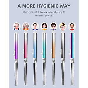 IROJEEF Reusable Chopsticks Metal Chopsticks Set Chopsticks kids Chopsticks Autosticks Press Chopsticks Beginner Chopsticks Easy Chopsticks Super portable Easy to Clean (Black)