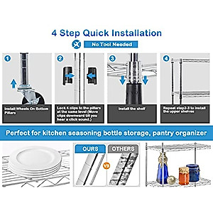 6-Tier Metal Wire Shelving Unit w/Wheels Height Adjustable Storage Rack NSF Certified Storage Shelves 2150/500 Lbs Capacity Standing Utility Shelf for Laundry Kitchen Pantry Garage Organization