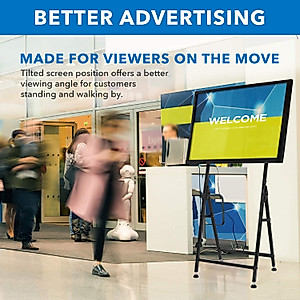 Mount-It! Portable TV Display Stand [Fits 33" - 55"] Flat Screen Mount, Adjustable, Foldable, Digital Signage Floor Stand, VESA Bracket Mounted for Monitors (Matte Black)