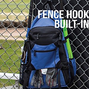 Athletico Advantage Baseball Bag - Baseball Backpack with External Helmet Holder for Baseball, T-Ball & Softball Equipment & Gear for Youth and Adults | Holds Bat, Helmet, Glove, Shoes (Blue)