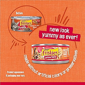 Purina Friskies Gravy Wet Cat Food, Prime Filets Chicken & Tuna Dinner in Gravy - (Pack of 24) 5.5 oz. Cans