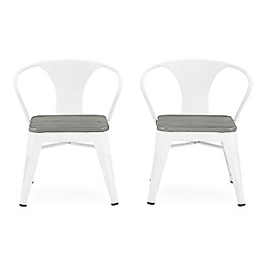 Delta Children Bistro 2-Piece Chair Set, White Metal/Grey Barnboard