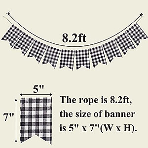 FAKTEEN Buffalo Check Plaid Banner for Christmas Mantel Fireplace Decorations – Black and White Gingham Bunting Garland Baby Shower Birthday Party Supplies