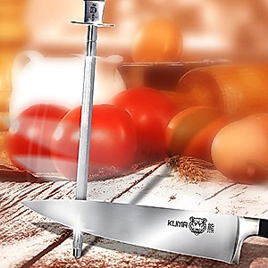 KUMA Kitchen Knife Sharpener - USER FRIENDLY - 8 Inch Steel Honing Rod for Sharpening your Chef's Knife, Carving Knife, Chopping Knives, And More! - Easily Hone & Recover Your Sharp Edge Today!