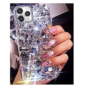 Bonitec for iPhone 11 Pro Max Case 3D Glitter Sparkle Bling Case for Women Luxury Shiny Crystal Rhinestone Diamond Bumper Clear Gems Protective Case Cover