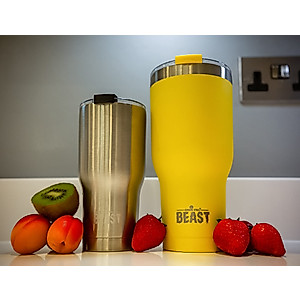 Beast 40 oz Tumbler Stainless Steel Vacuum Insulated Coffee Ice Cup Double Wall Travel Flask (Lemon)