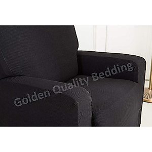 Golden Quality Bedding Stretch Recliner Slipcover One Piece Furniture Protector with Elastic Straps and Pocket Polyester Spandex Super Soft Non-Brushed Fabric Fits Most Recliner Sizes (Navy Blue)