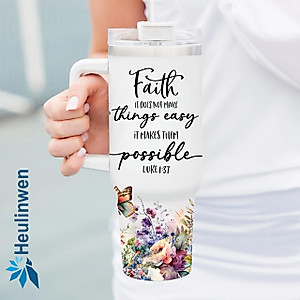Christian Gifts for Women Tumbler 40Oz With Handle & Straw - Faith Gifts Christian Tumblers Bible Gifts - Encouragement Inspirational Gifts for Women - Religious Birthday, Christmas Gifts for Friends
