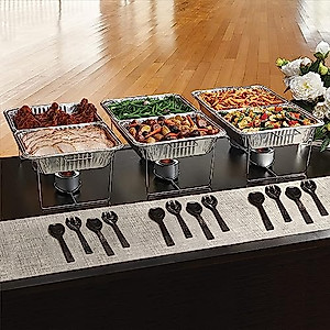Disposable Chafing Dish Buffet Set, Food Warmers for Parties, 30 Pcs Buffet Servers and Warmers, Catering Supplies, Pans (9x13), Warming Trays for Food, with Covers, Utensils, Lids & Sterno Fuel Cans