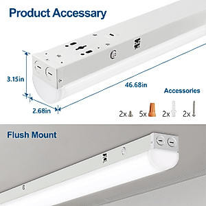 DAKASON 4FT LED Linear Light Fixture, 4 Foot LED Shop Lights 40/32/24W 35/40/5000K CCT Selectable, 4Feet Commercial Bay Lighting Fluorescent Tube Replacement for Office Garage 4 Pack