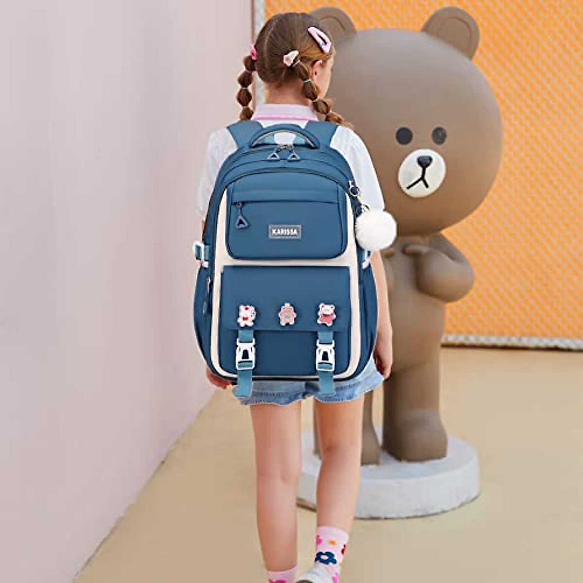 QHRIDS Girls Backpack Aesthetic Laptop Backpacks Kawaii Large Bookbag Anime Casual Travel Daypack