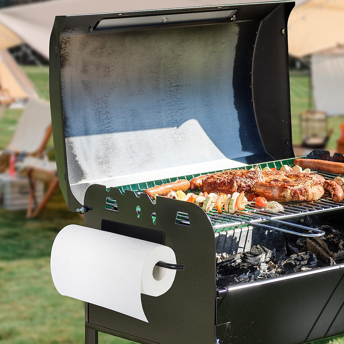 Magnetic Paper Towel Holder,Magnet Shelf Black for Refrigerator Toolbox Grill,12x3.1inch Fit Larger Paper Roll