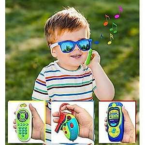 Click N' Play Pretend Play Cell Phone TV Remote & Car Key Accessory Playset for Kids with Lights Music & Sounds (Set of 3)