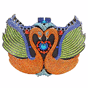 momo mo Women Evening-Bag Chain Luxury Wedding Ladies Clutch-Purse Rhinestone Handbag Swan