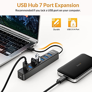 USB Hub, iDsonix USB Splitter Hub 7 Ports Portable Hub USB Hub Multi Port USB Expansion Hub Extension Extender for Laptop, iMac, Surface Pro, XPS, USB Flash Drives, Mobile HDD, Printer, Camera, etc