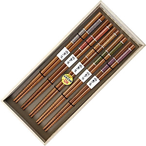 Koito Small Bands Japanese Wood Chopsticks, 5 Pairs, 8.87 Inches Long, Made in Japan