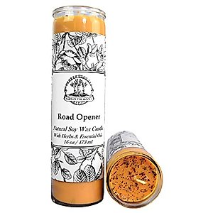 Road Opener Scented 7 Day Soy Herbal Spell Candle (Fixed) | Love, Money Drawing, Prosperity, Manifestation & Success | Wiccan, Pagan, Hoodoo, Magick Intentions, Rituals & Spells