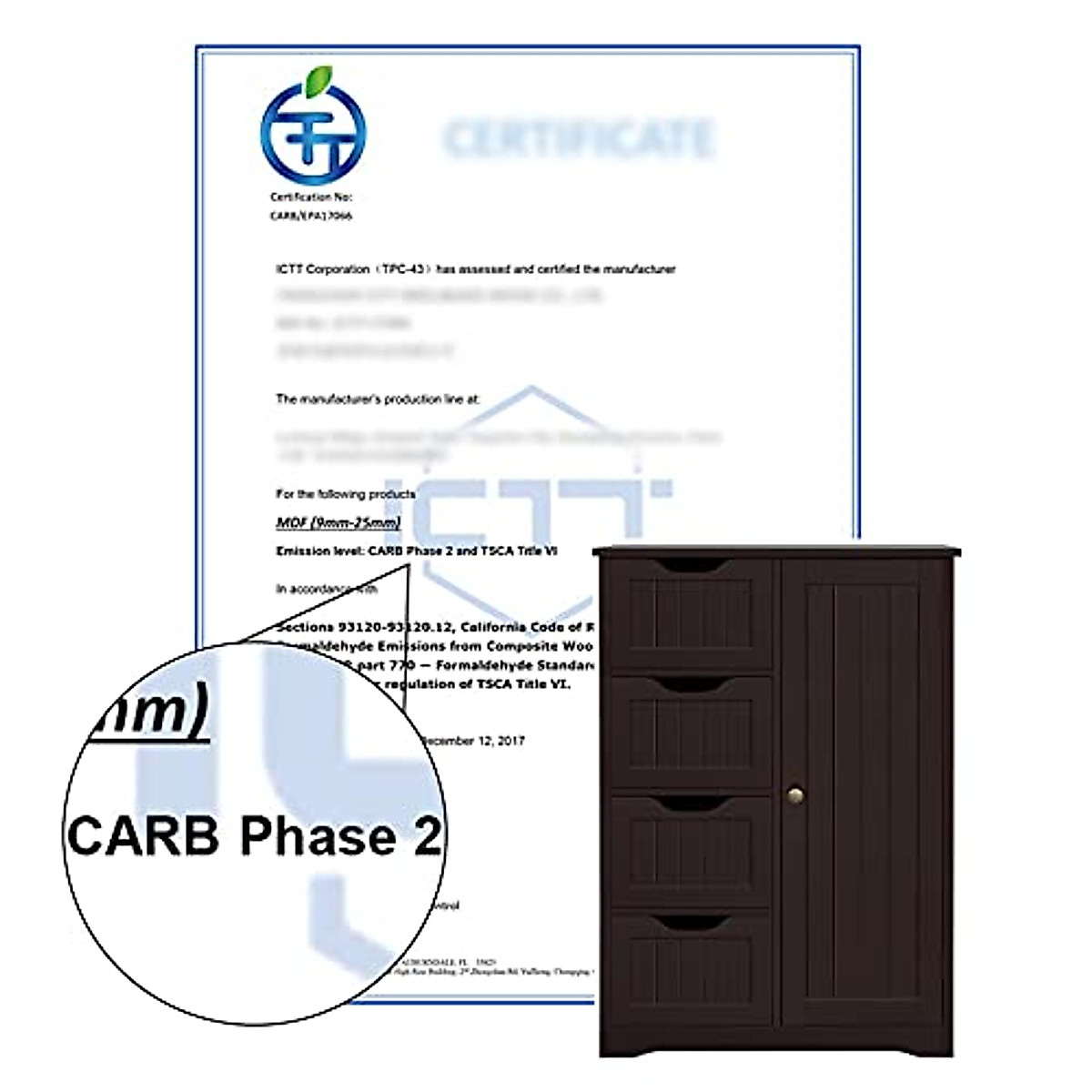 Yaheetech Wooden Bathroom Floor Cabinet, Side Storage Organizer Cabinet with 4 Drawers and 1 Cupboard, Freestanding Entryway Storage Unit Console Table, Home Decor Furniture, Brown