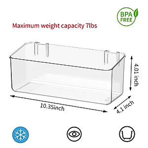 vacane 2 Pack Plastic Adhesive Mount Over Cabinet Door Organizer, Wall Organization Container Makeup Organizer Hanging Basket Bins for Kitchen, Pantry, Craft Room, Office, Space Saving Holder