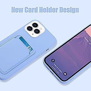 MZELQ Compatible with iPhone 13 Pro (6.1 inch) Case, Card Holder Camera Protection Cover for iPhone 13 Pro + Screen Protector, Card Slot Designed for iPhone 13 Pro Phone Case -Purple